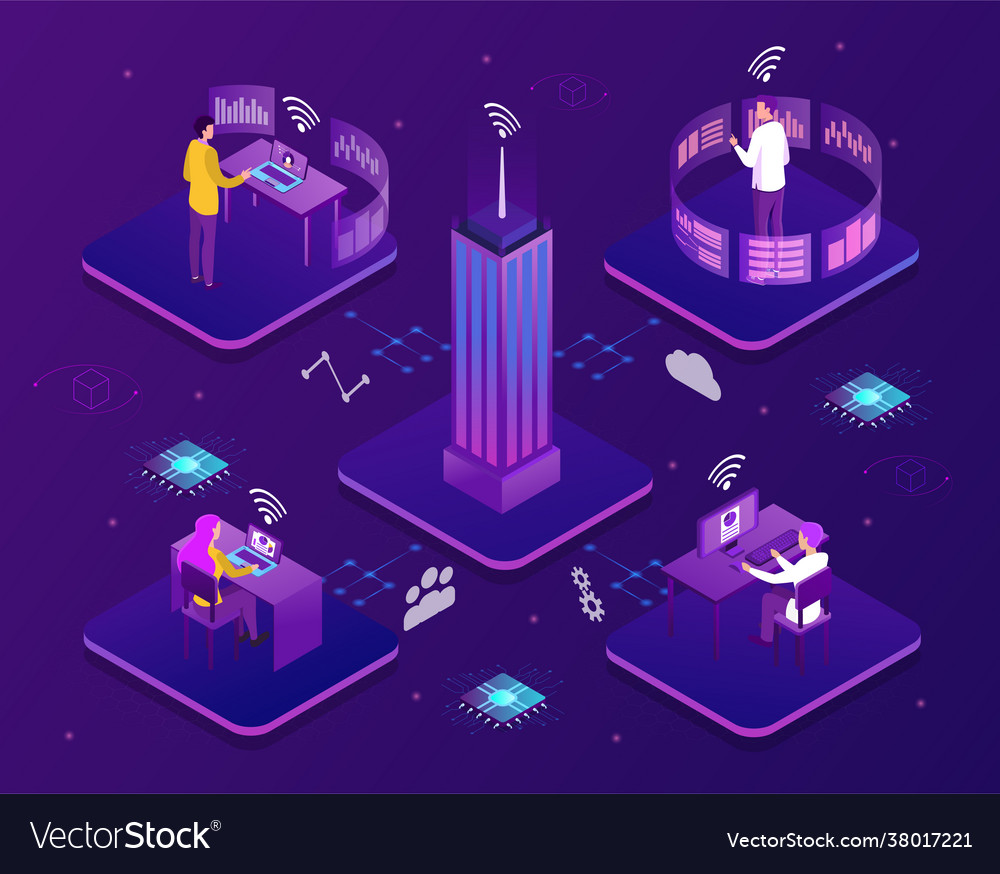 Modern technology help to create global team Vector Image