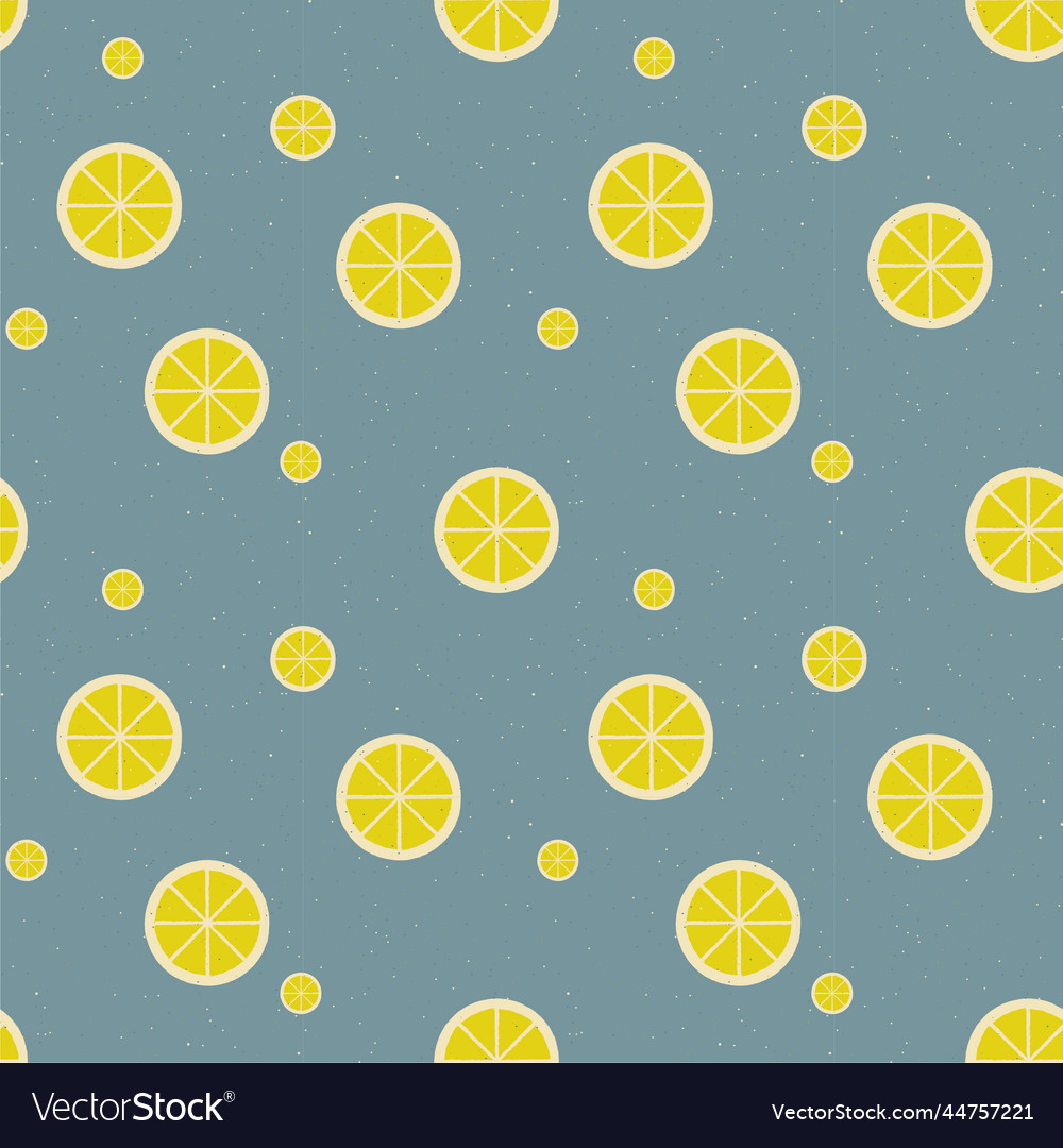 Seamless retro pattern lemon slices Royalty Free Vector