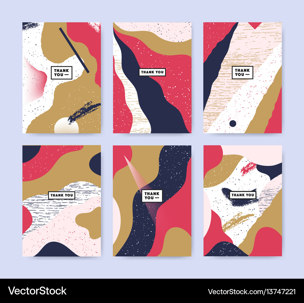 Set colorful cards with text thank you Royalty Free Vector
