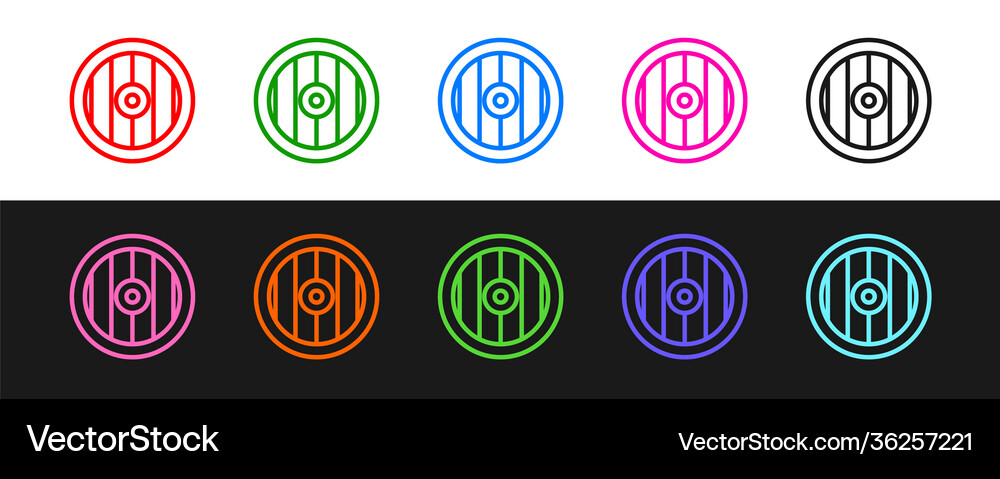 Set line greek shield with greek ornament icon Vector Image