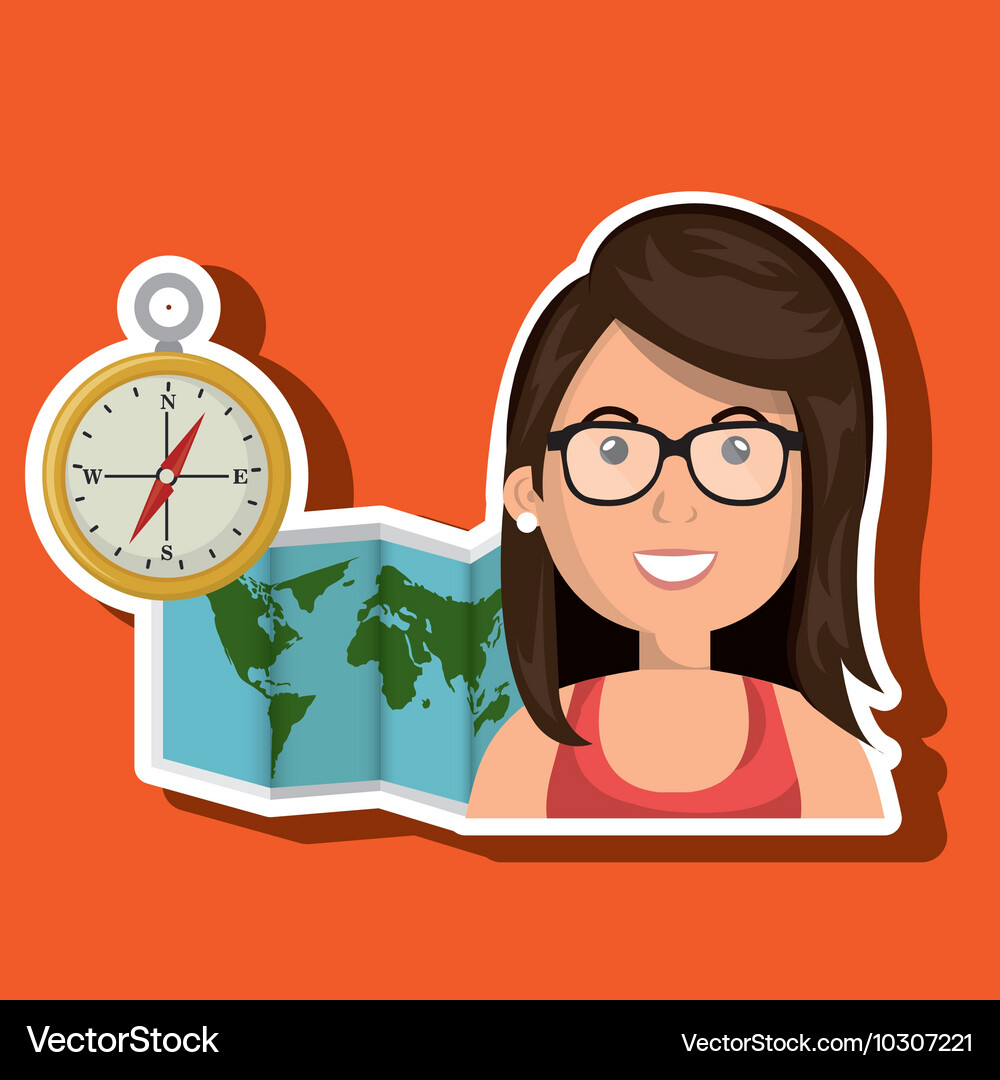 Woman map world global travel Royalty Free Vector Image