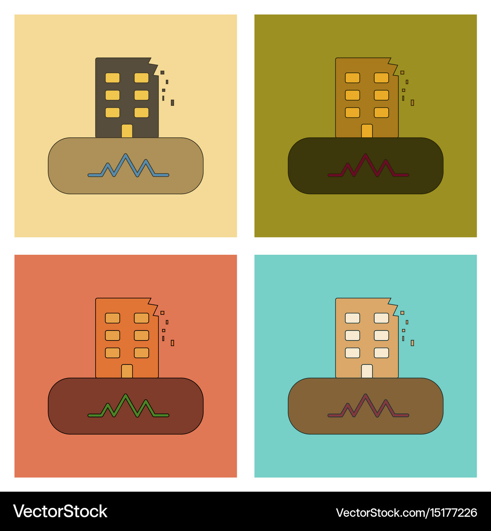 Assembly flat icons natural disaster earthquake Vector Image