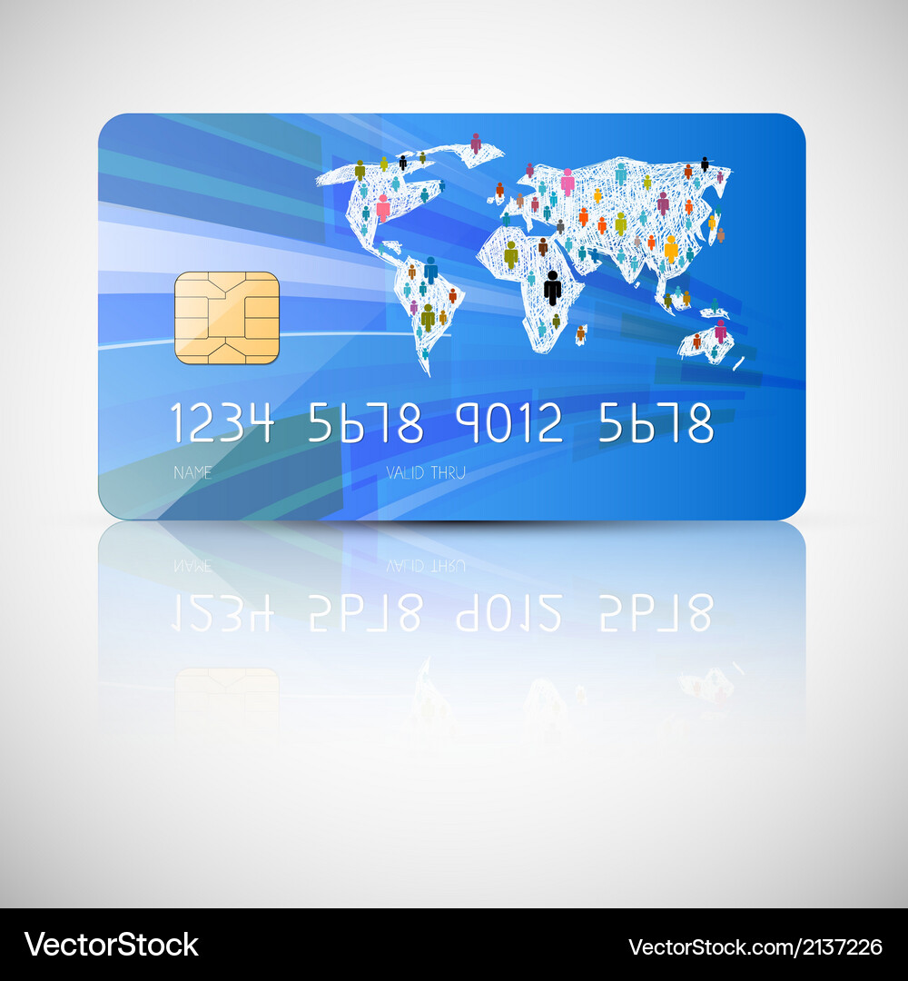 Blue credit card isolated on grey background Vector Image
