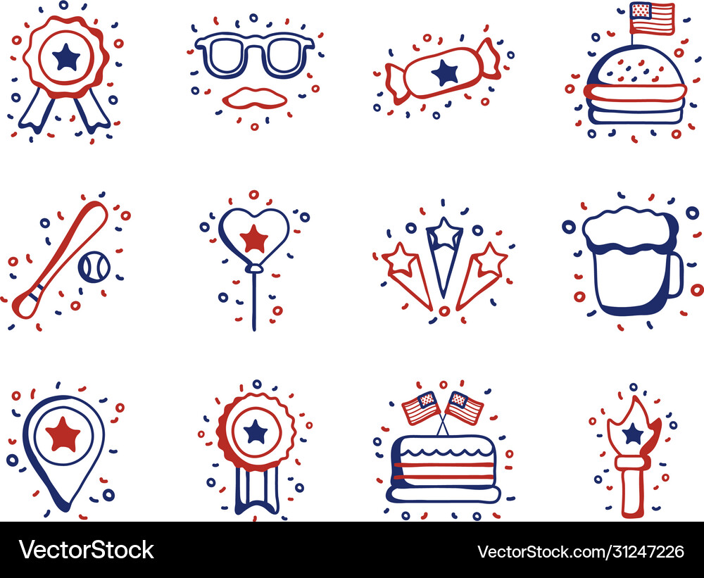 Bundle usa set icons Royalty Free Vector Image