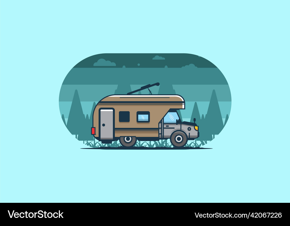 Colorful rv truck flat Royalty Free Vector Image
