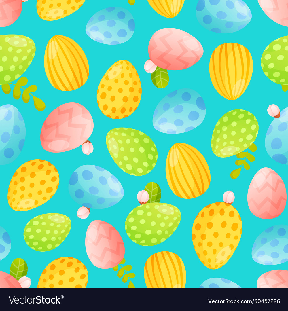 Easter holiday color eggs seamless pattern Vector Image