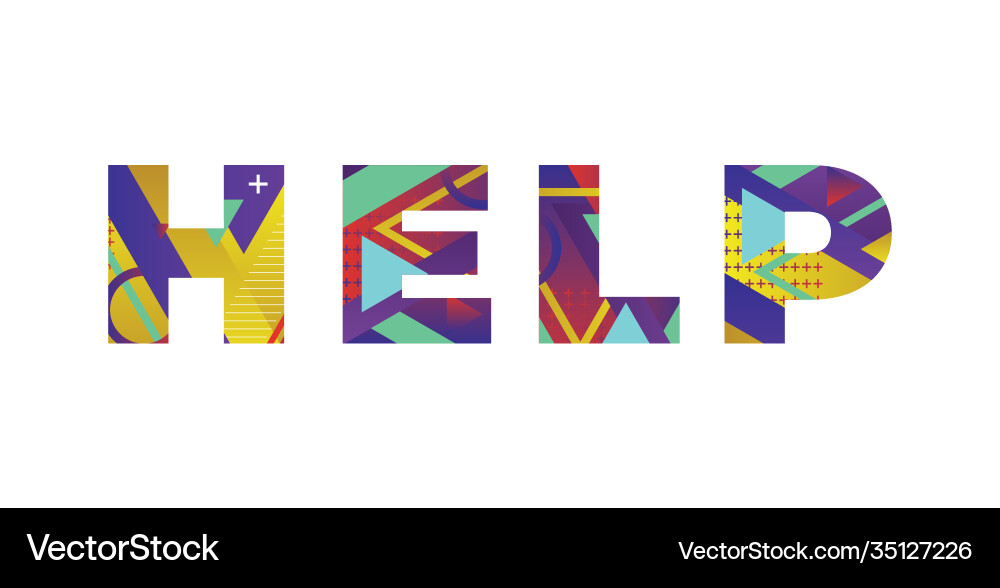 Help concept retro colorful word art Royalty Free Vector