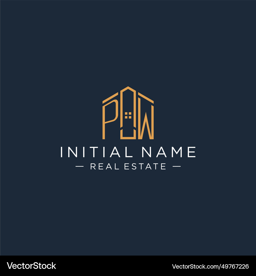 Initial letter pw logo with abstract house shape Vector Image