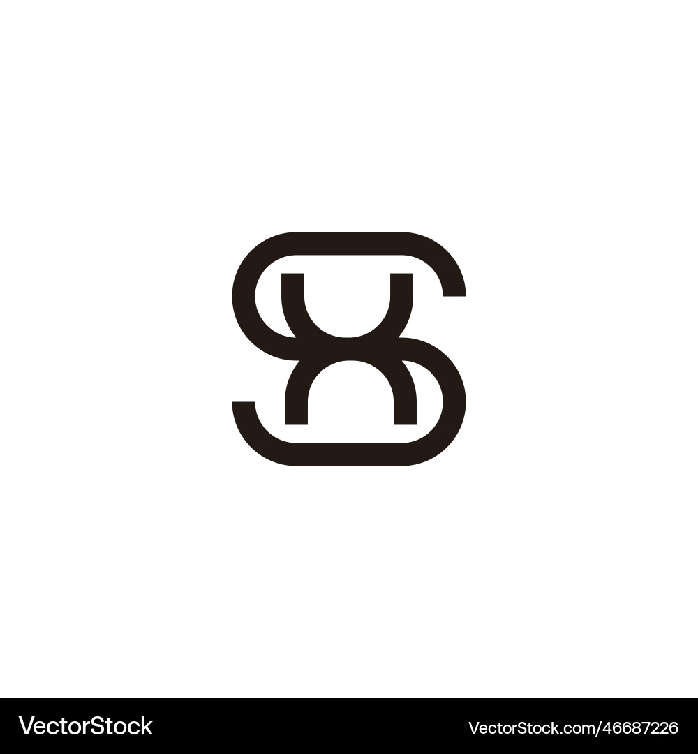 Letter sh simple geometric curve line logo Vector Image