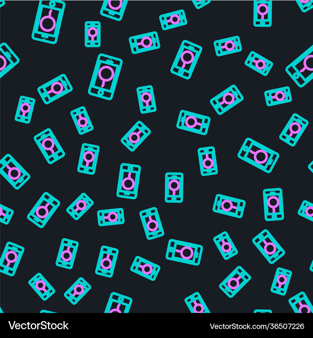 Line mobile phone with birthday message icon Vector Image