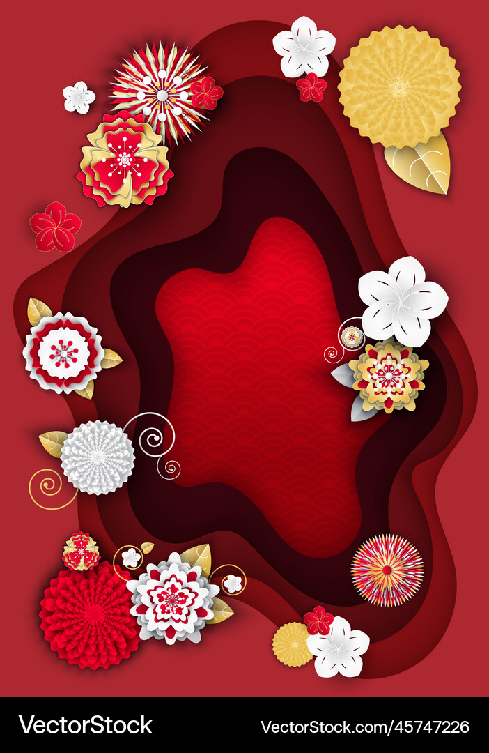 Paper cut design in chinese style background Vector Image