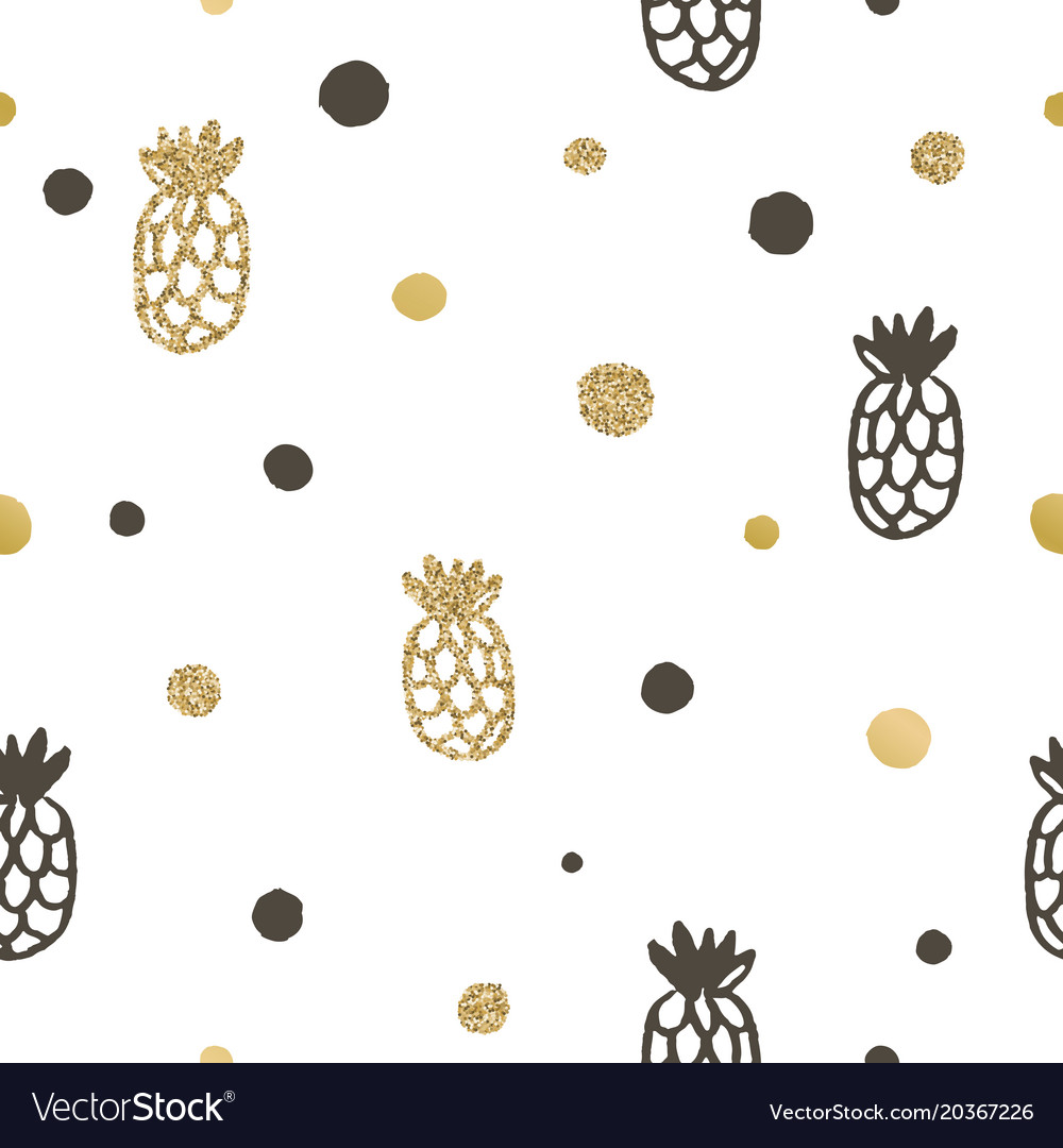 Pineapple and dots seamless pattern Royalty Free Vector