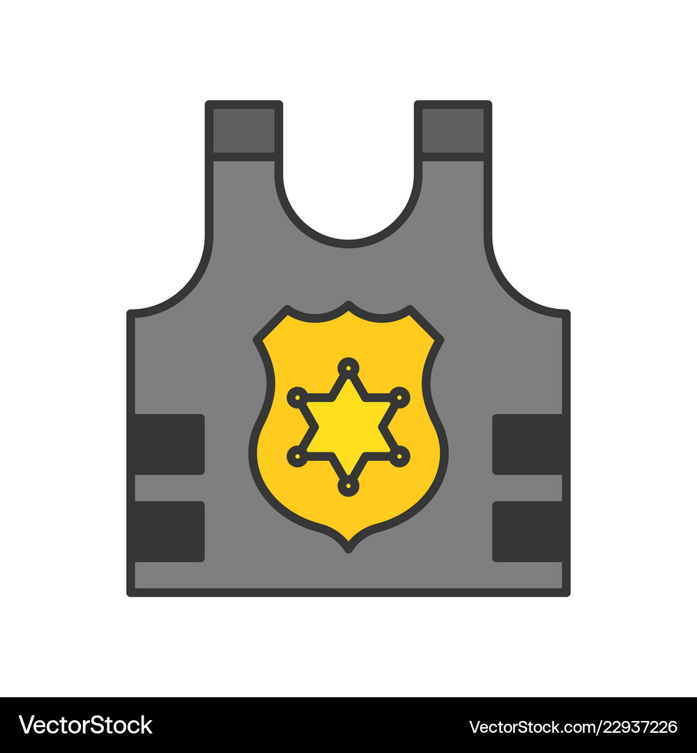 Police armor with badge sign icon editable stroke Vector Image