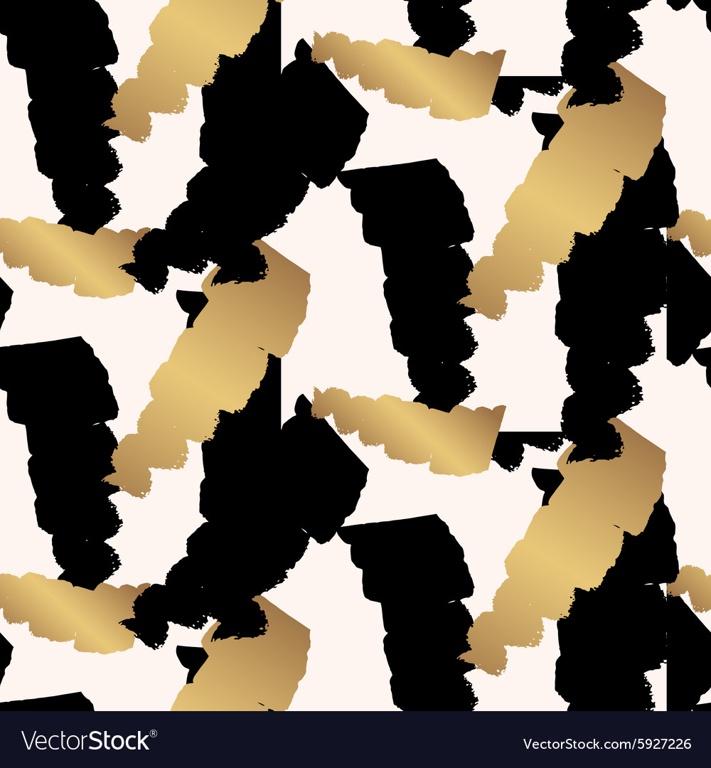 Seamless pattern with black and gold strokes Vector Image