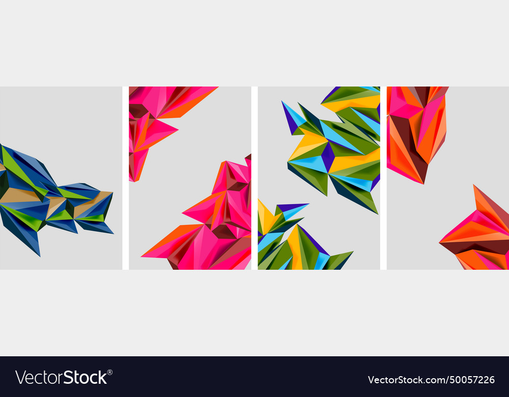 Set Of Mosaic Triangle Pattern Abstract Posters Vector Image