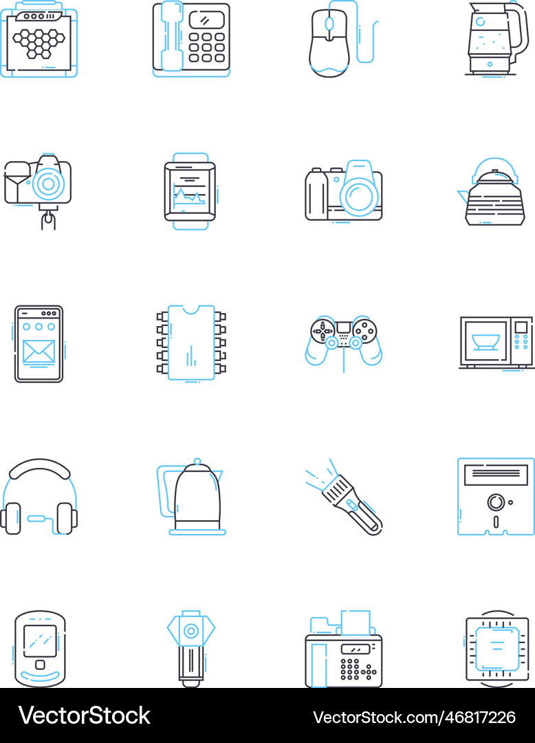 Sporting goods linear icons set equipment gear Vector Image