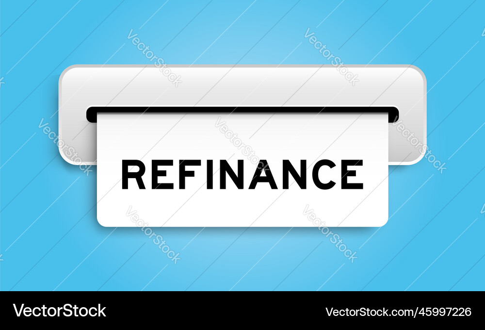 White coupon banner with word refinance from Vector Image