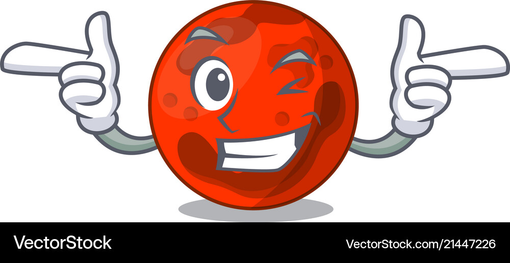 Wink mars planet character cartoon Royalty Free Vector Image