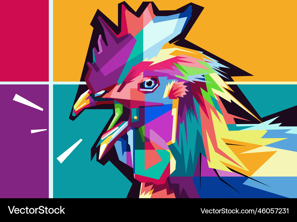 Black and white wpap popart cool chicken Vector Image