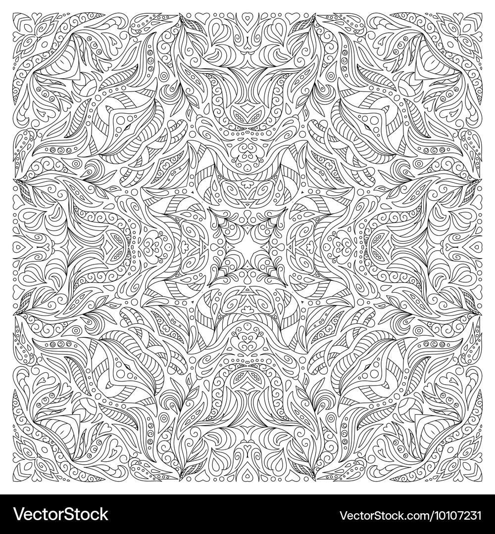 Coloring book page for adult square form Vector Image