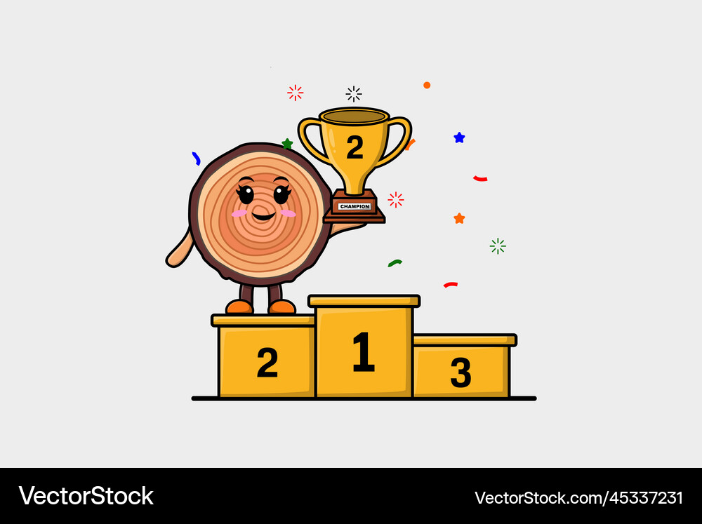 Cute cartoon wood trunk character second winner Vector Image
