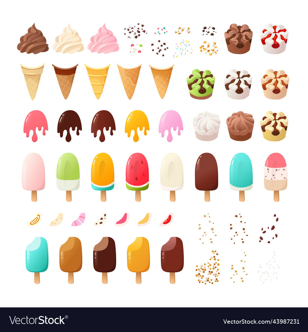 Elements to create your own ice pop and ice cream Vector Image