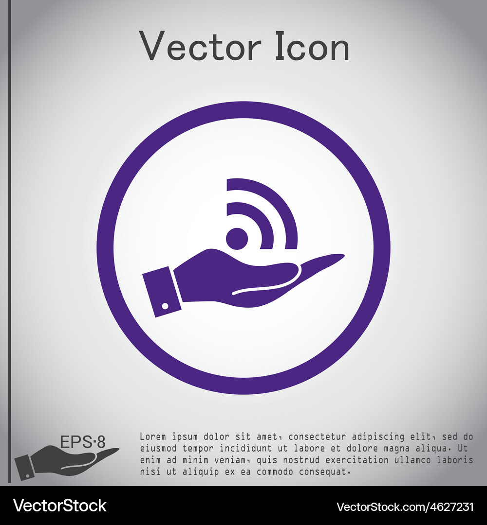 Hand holding a rss symbol character news Vector Image