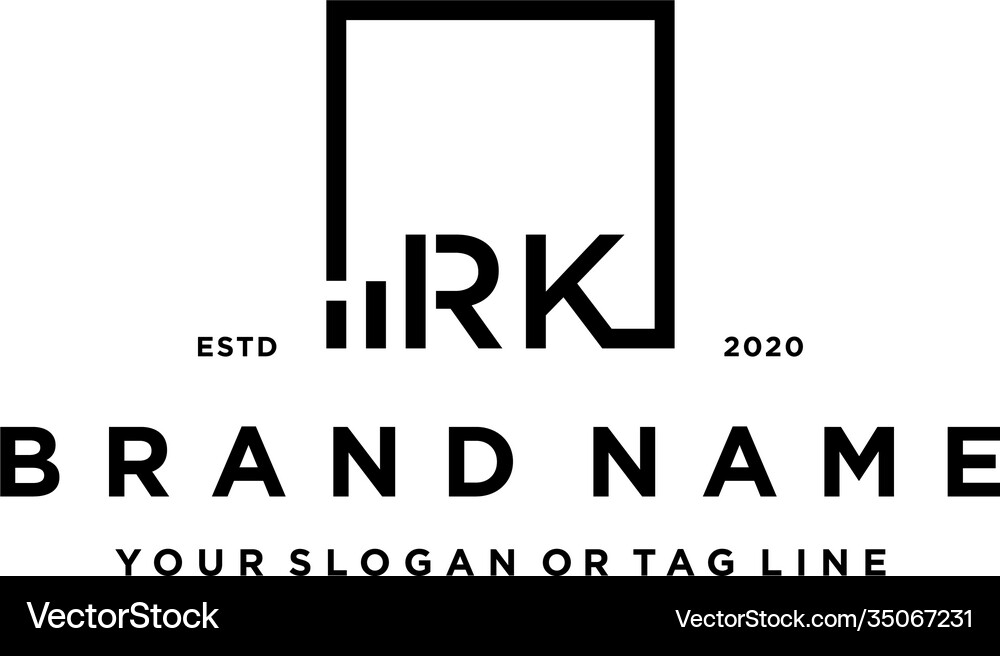 Letter rk square logo finance design Royalty Free Vector