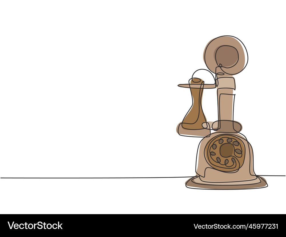 One continuous line drawing of old vintage Vector Image