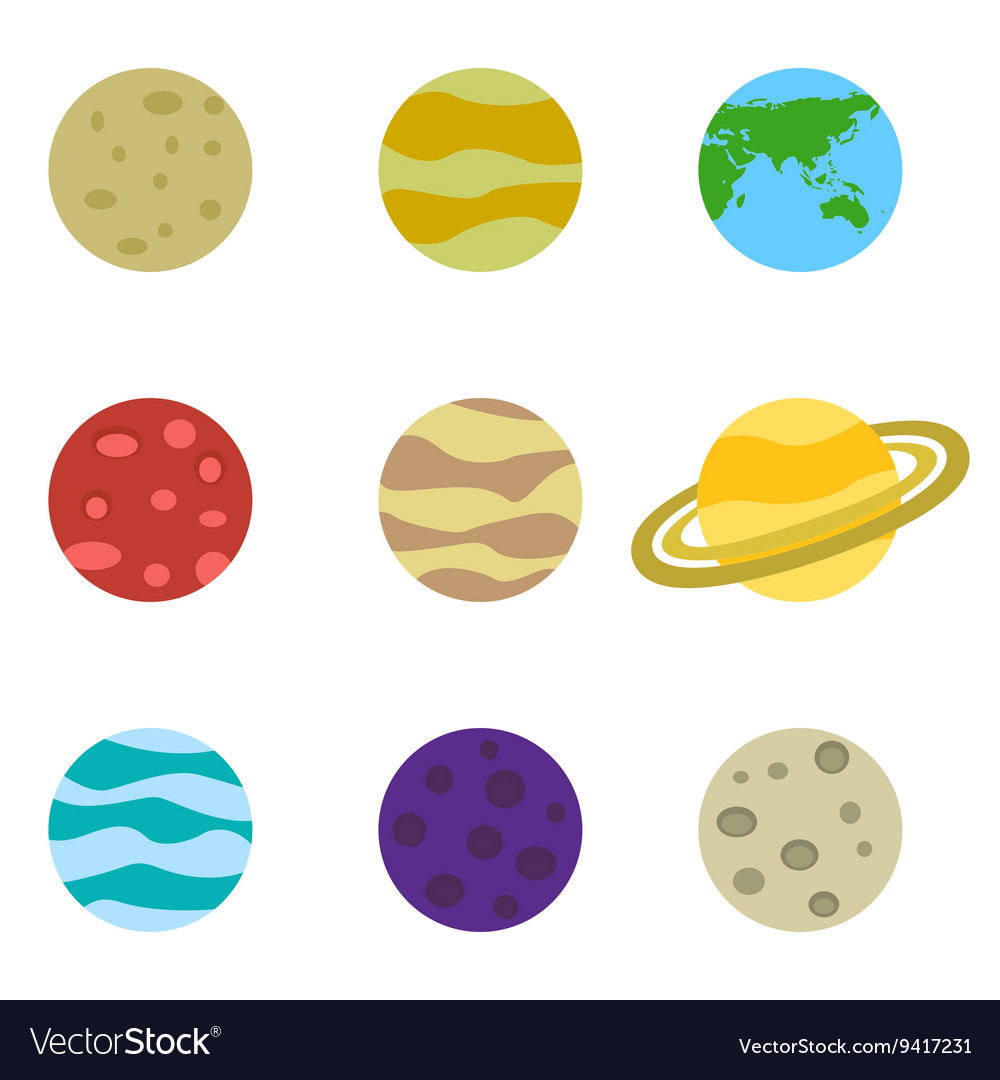 Planets colorful set icons Royalty Free Vector Image Planets colorful set icons Royalty Free Vector Image