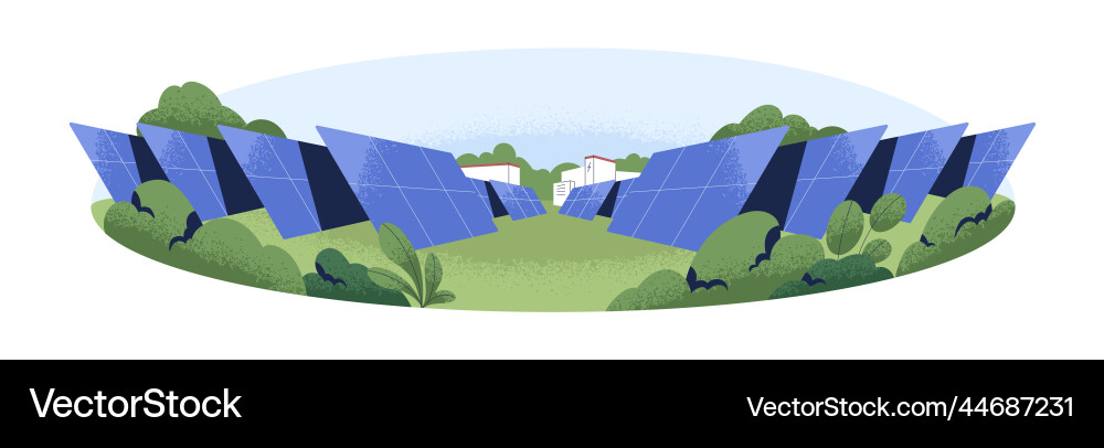 Solar panel farm for sustainable green electric Vector Image