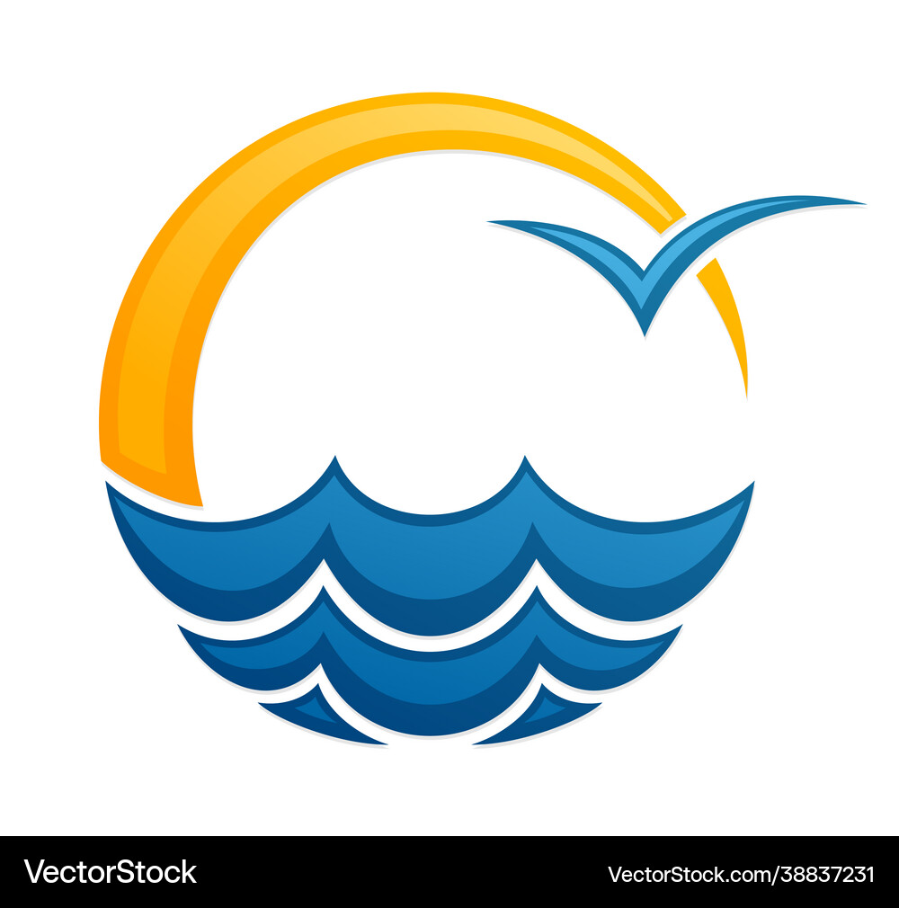 Symbol bright summer sun with sea Royalty Free Vector Image