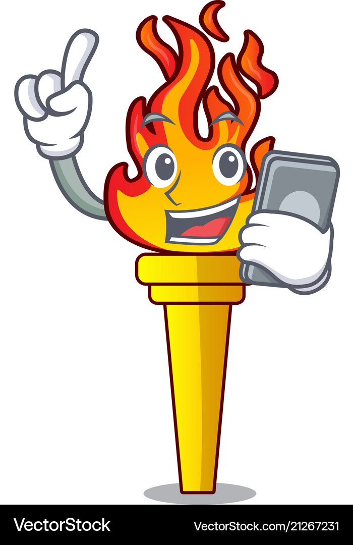 With phone torch character cartoon style Vector Image