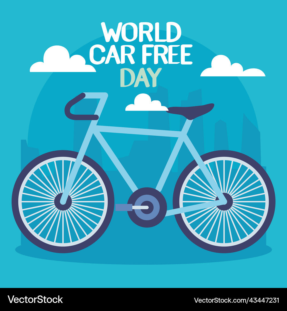 World car free day lettering Royalty Free Vector Image