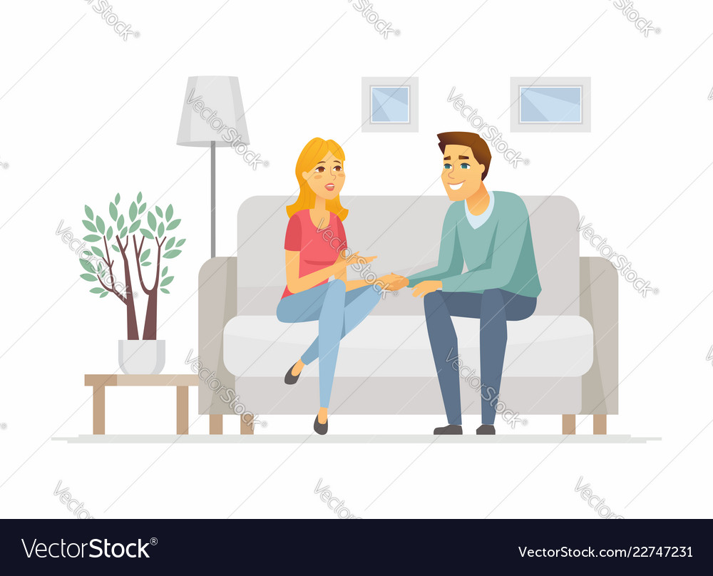 Young family talking - cartoon people characters Vector Image Young family talking - cartoon people characters Vector Image