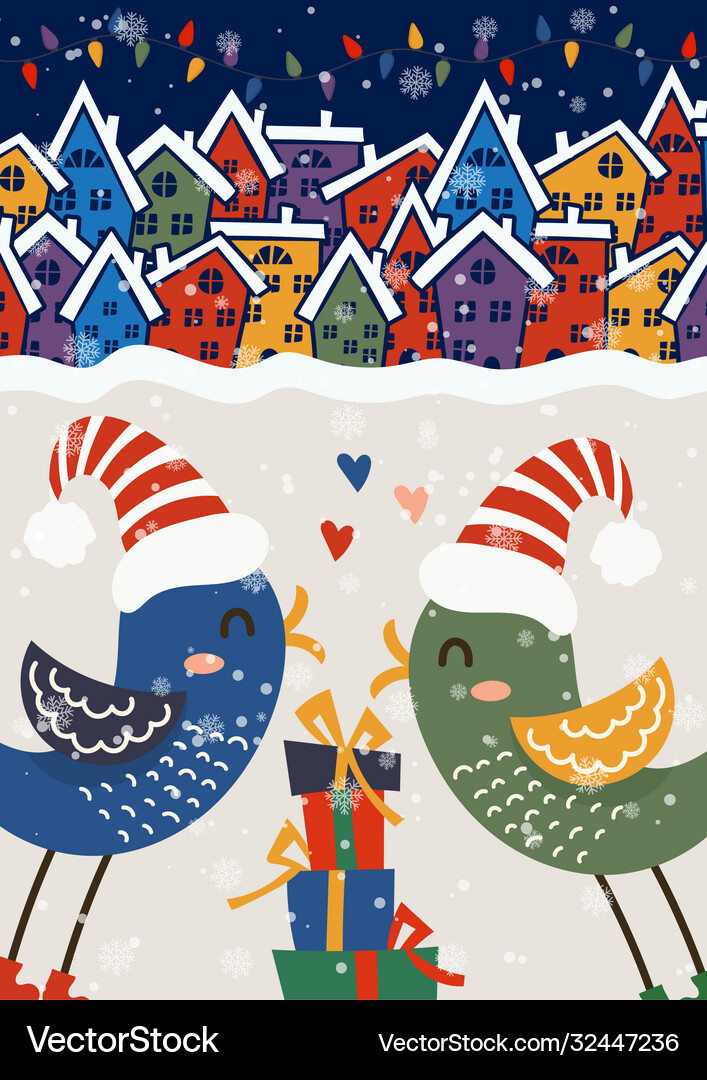 Cartoon for holiday theme with two birds Vector Image