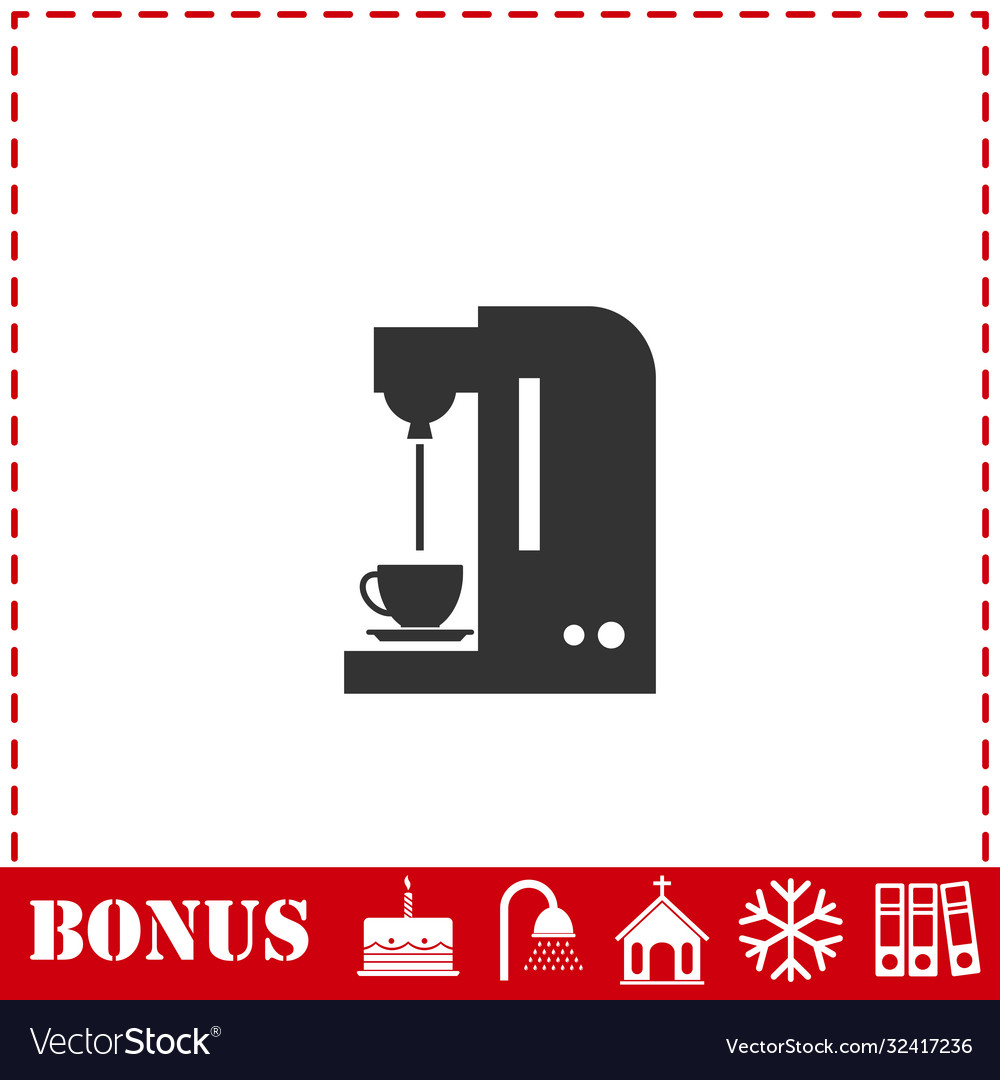 Coffee maker machine icon flat Royalty Free Vector Image