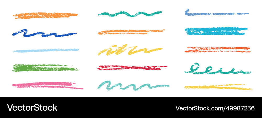 Crayon brush stroke color underline chalk pen Vector Image