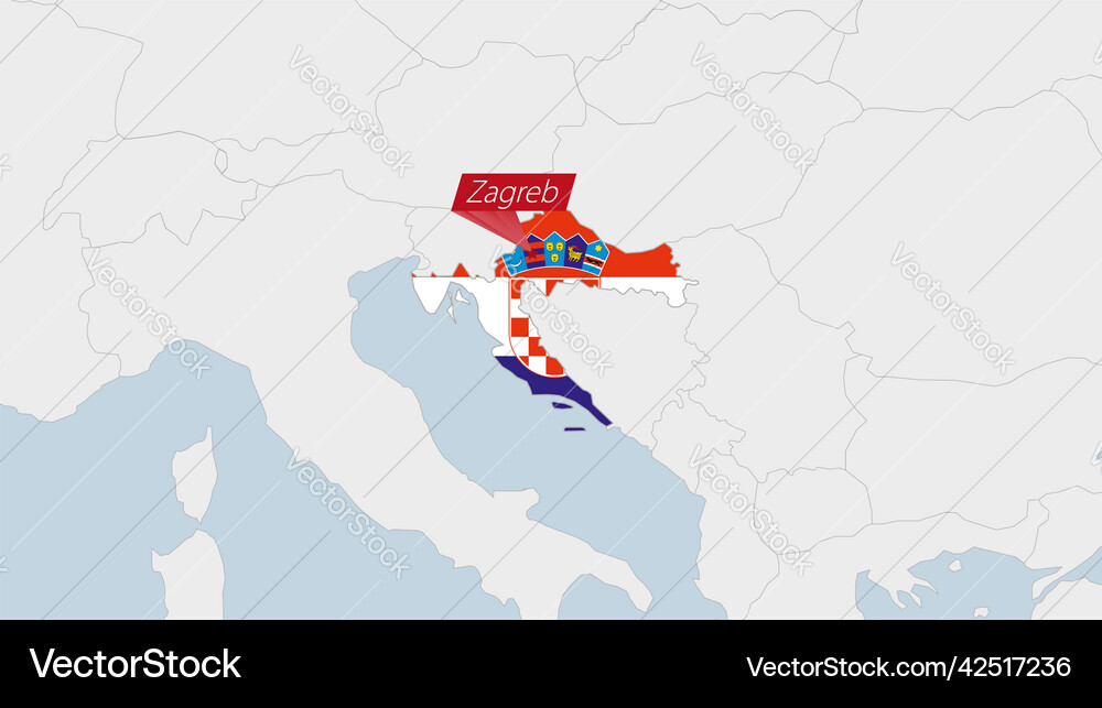 Croatia map highlighted in flag colors Royalty Free Vector