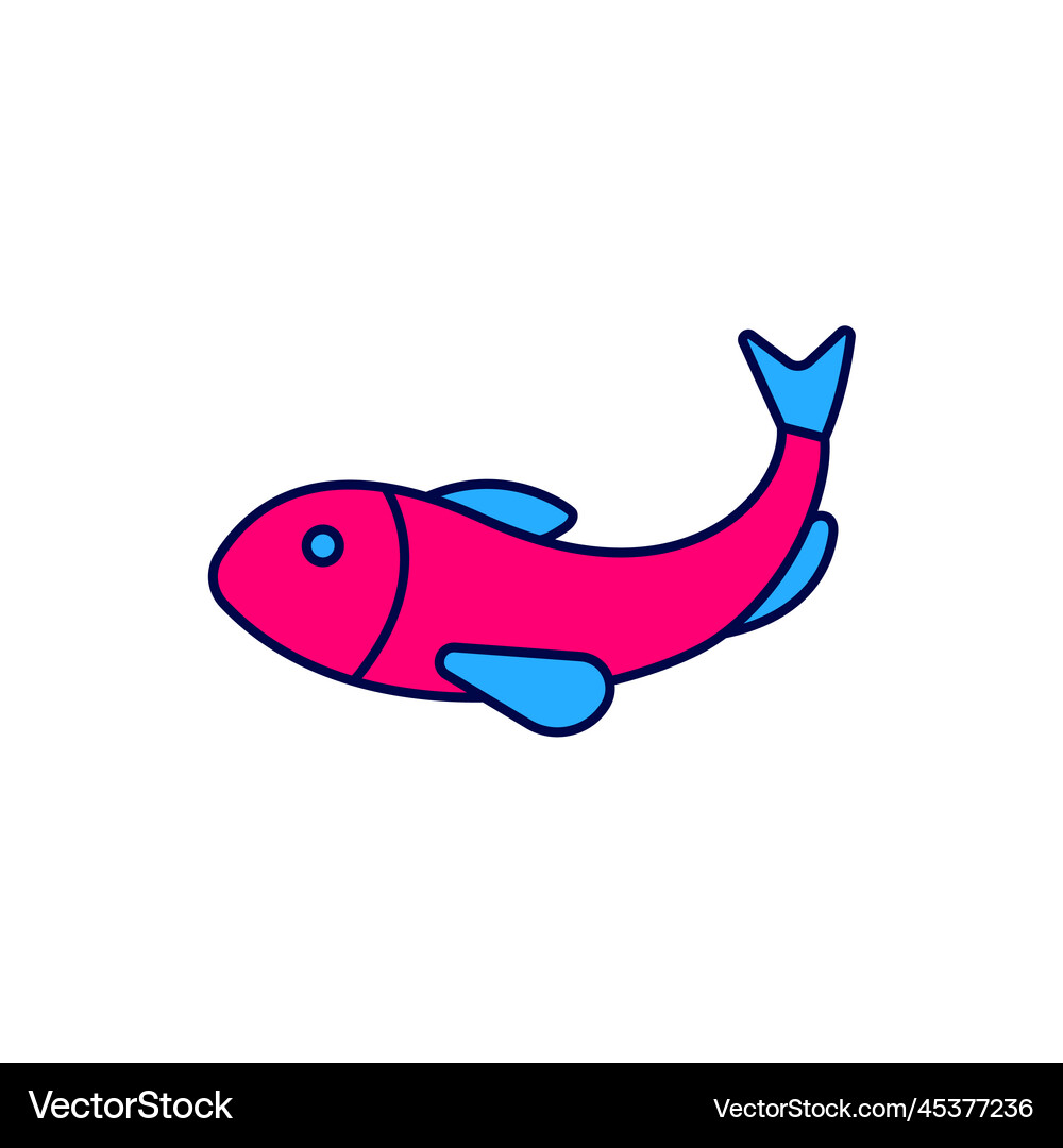 Filled outline dried fish icon isolated on white Vector Image