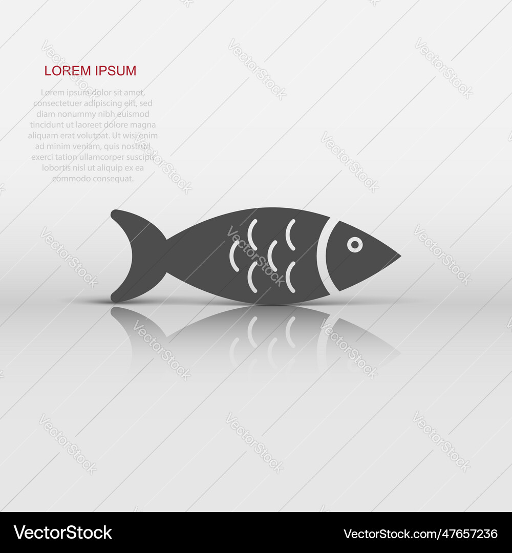 Fish icon in flat style seafood on white isolated Vector Image