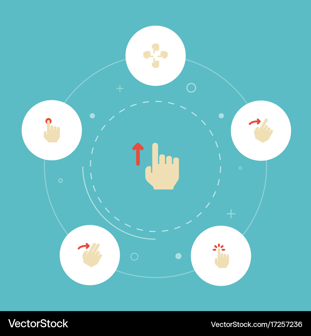 Flat icons swipe slide right and other Royalty Free Vector