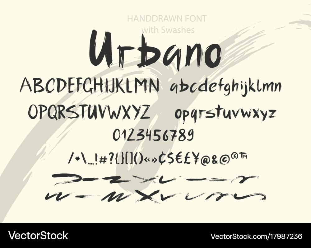 Handwritten brush font hand drawn style Royalty Free Vector