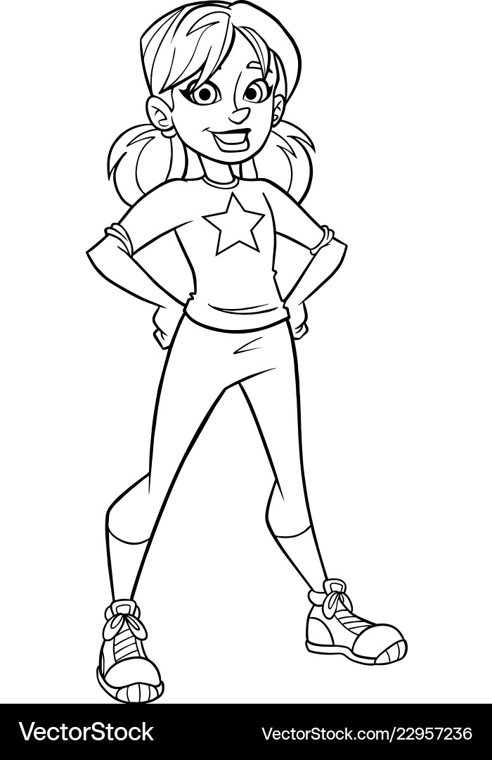 Little girl line art Royalty Free Vector Image