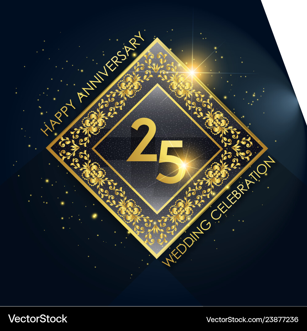 Luxury royal 25 wedding anniversary Royalty Free Vector