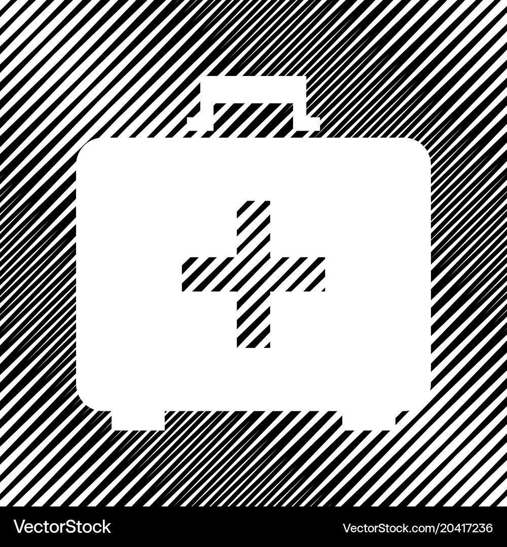 Medical first aid box sign icon hole Royalty Free Vector