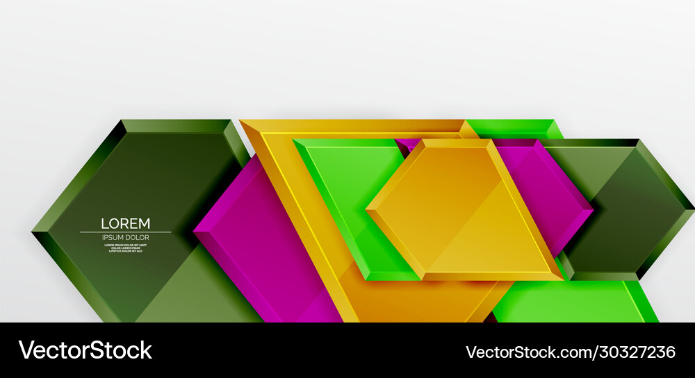 Metal glossy shiny geometric shapes with 3d effect