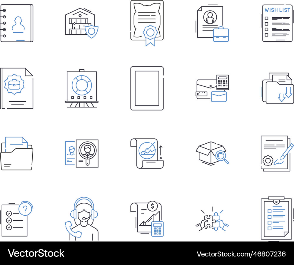 Regulatory compliance line icons collection Vector Image