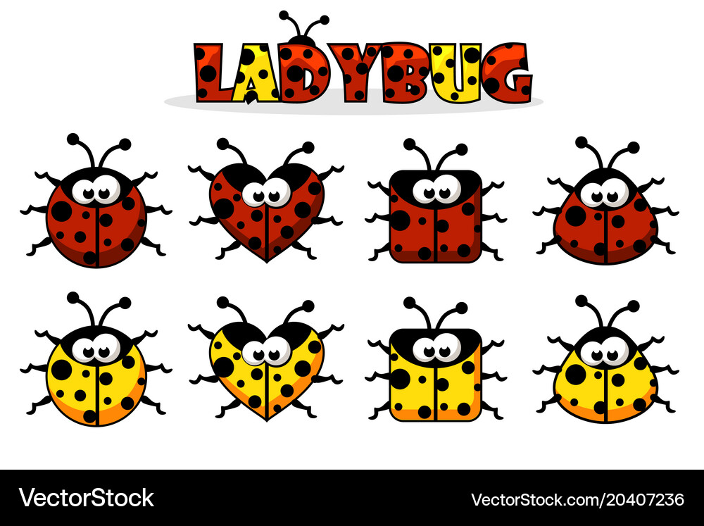 Set cartoon red and yellow different shapes Vector Image