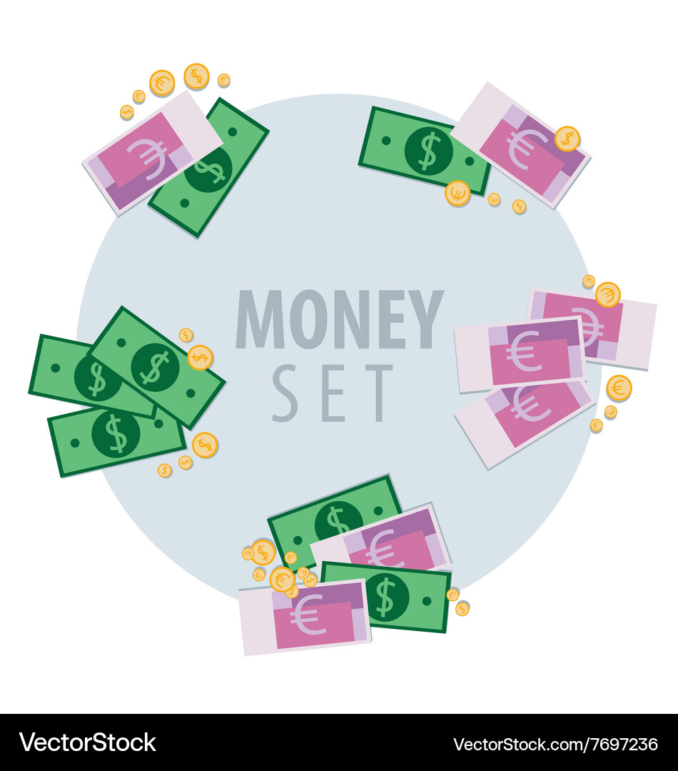 Set of bunches money Royalty Free Vector Image